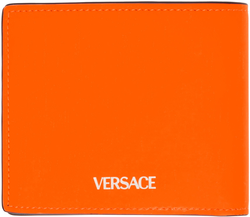 Versace Orange Medusa Biggie Bifold Wallet Versace