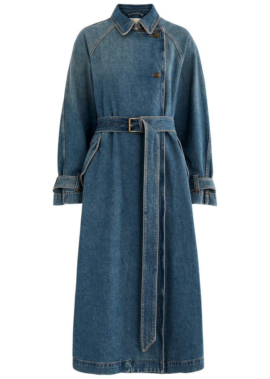 Isabel Marant Brekka Belted Denim Coat Blue Isabel Marant