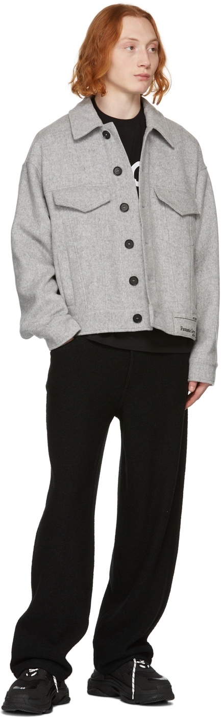 MSGM Grey Fantastic Green Wool Felt Jacket MSGM