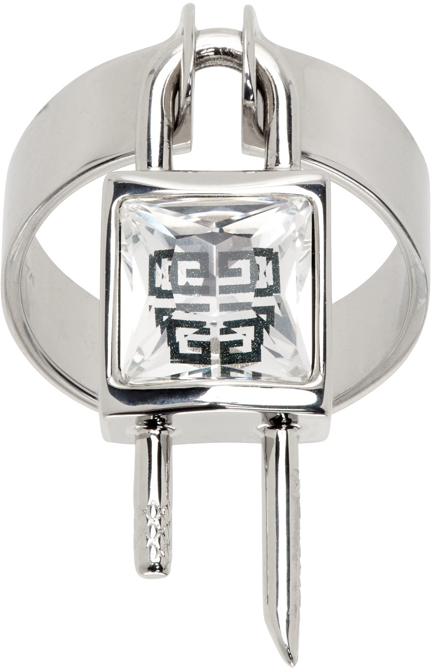 Givenchy Silver Mini Lock Ring Givenchy