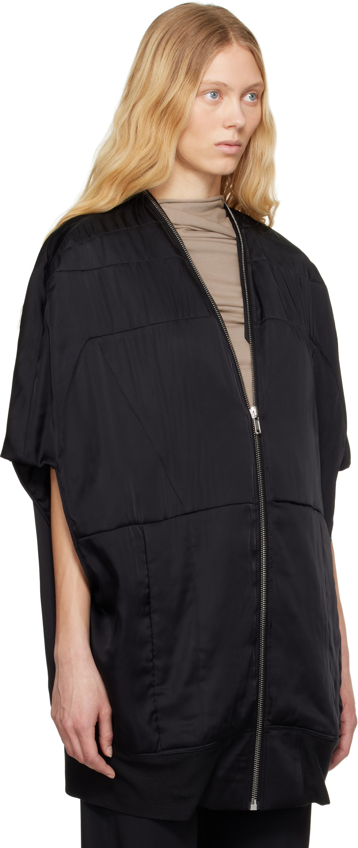 Rick Owens Black Hollywood Girdered Bubble Bomber Jacket Rick Owens