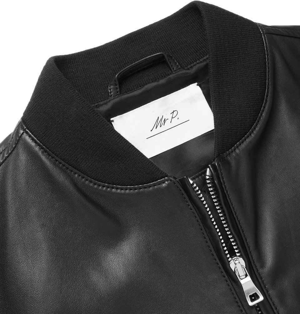 Mr P. - Leather Bomber Jacket - Men - Black Mr P.