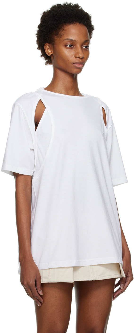 lesugiatelier White Cut-Out T-Shirt lesugiatelier