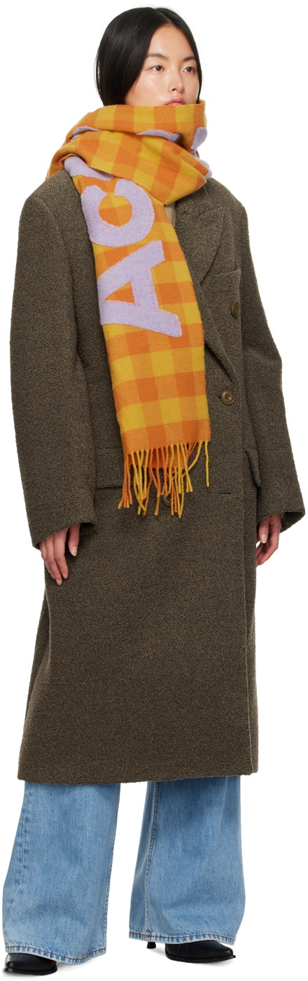 Acne Studios Orange Check Scarf Acne Studios
