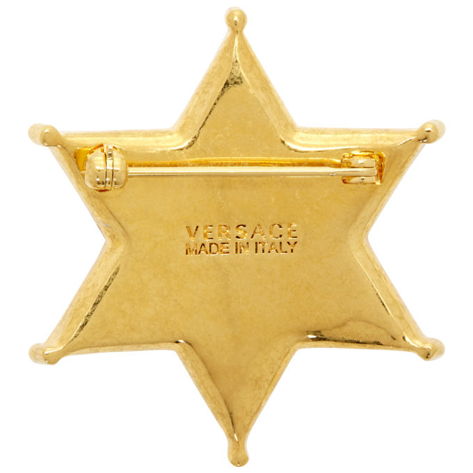 Versace Gold Sheriff Medusa Badge Brooch Versace