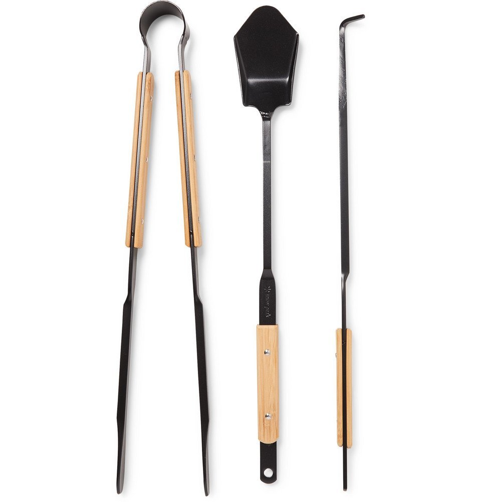 Snow Peak - Three-Piece Steel and Bamboo Fire Tool Set - Black Snow Peak