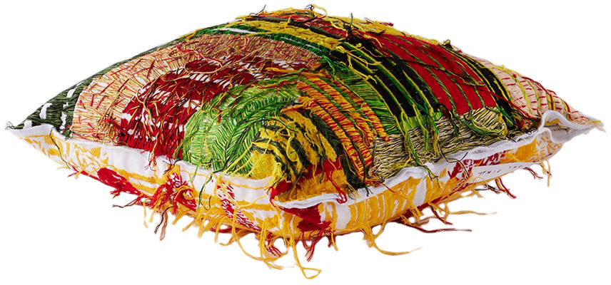 Luna Del Pinal White & Yellow Harvest Topographic Cushion Cover