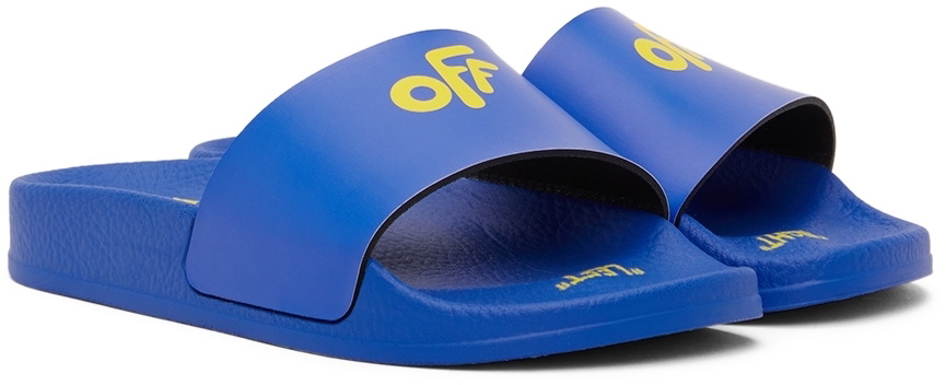 Off-White Kids Blue Logo Slides Off-White
