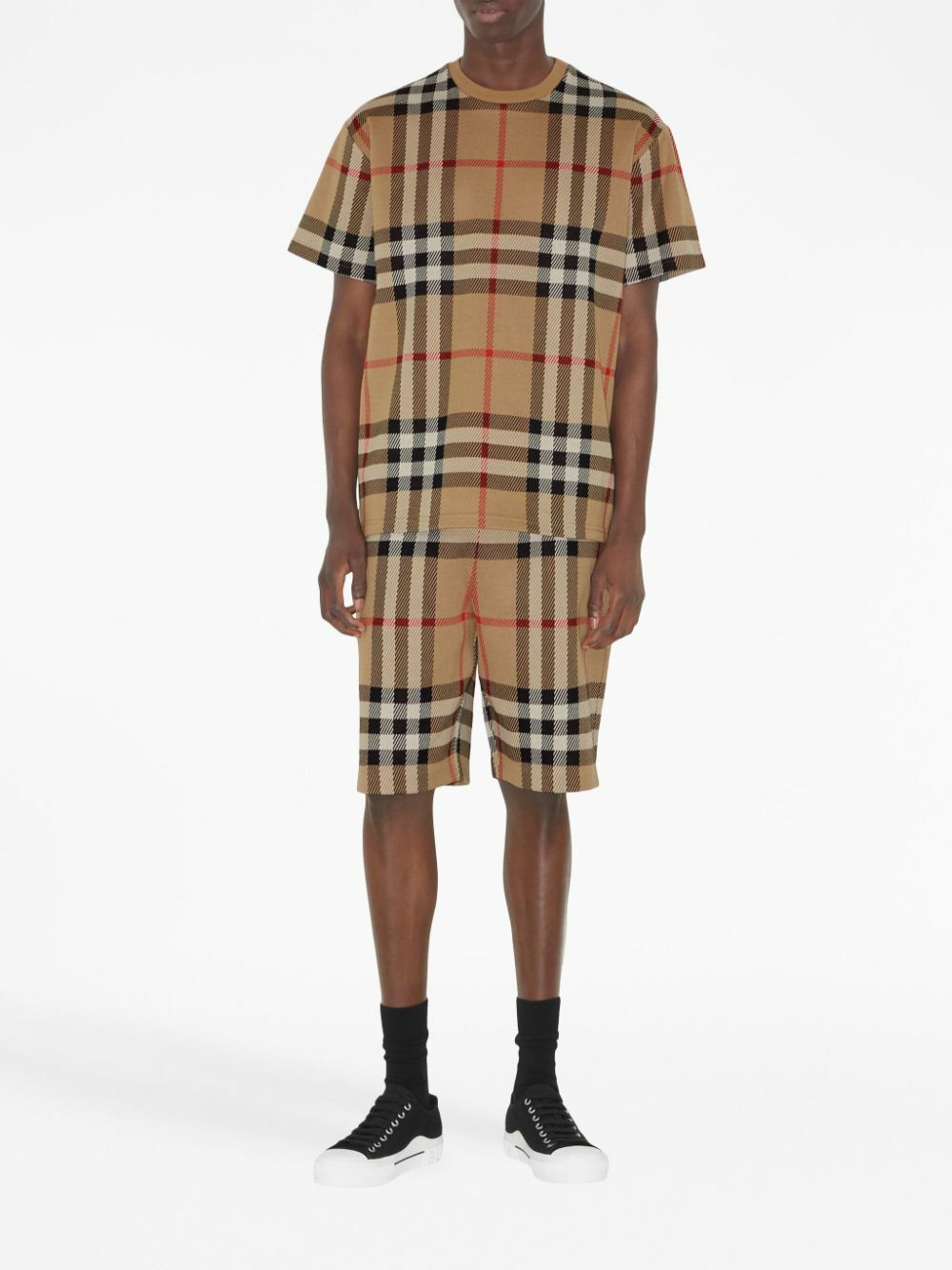 BURBERRY - Check Motif Cotton Shorts Burberry