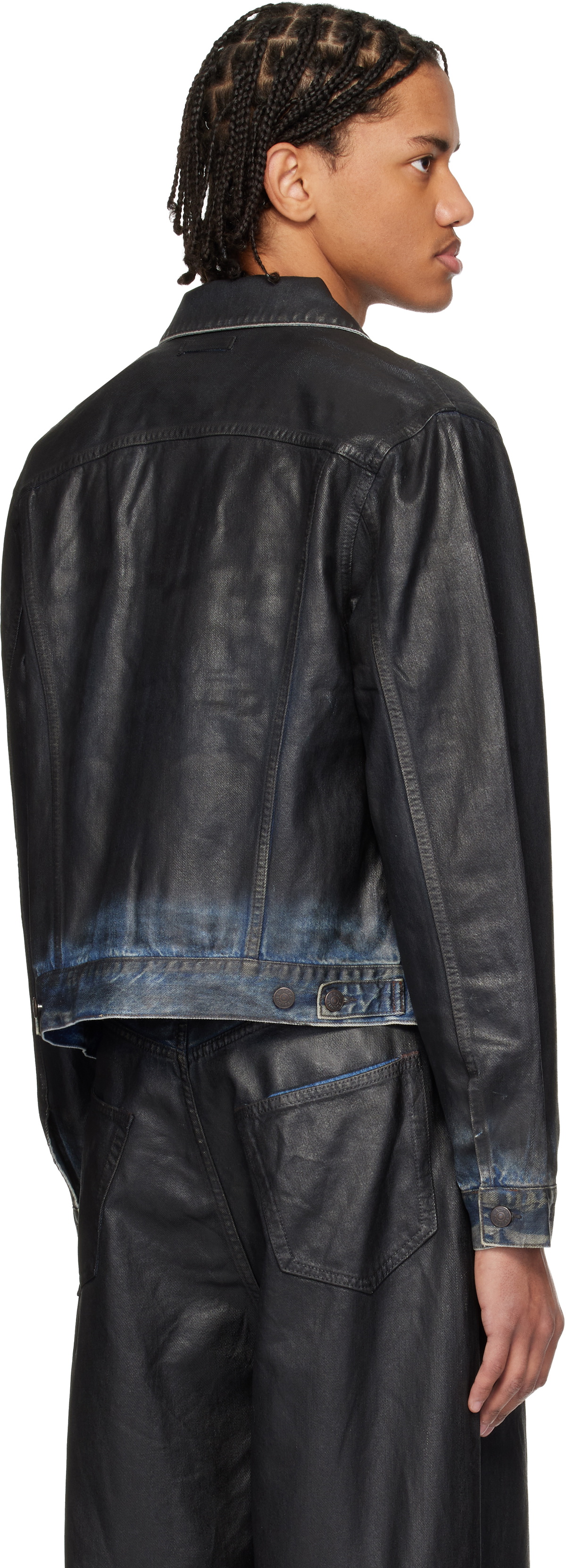 Acne Studios Black Coated Denim Jacket Acne Studios