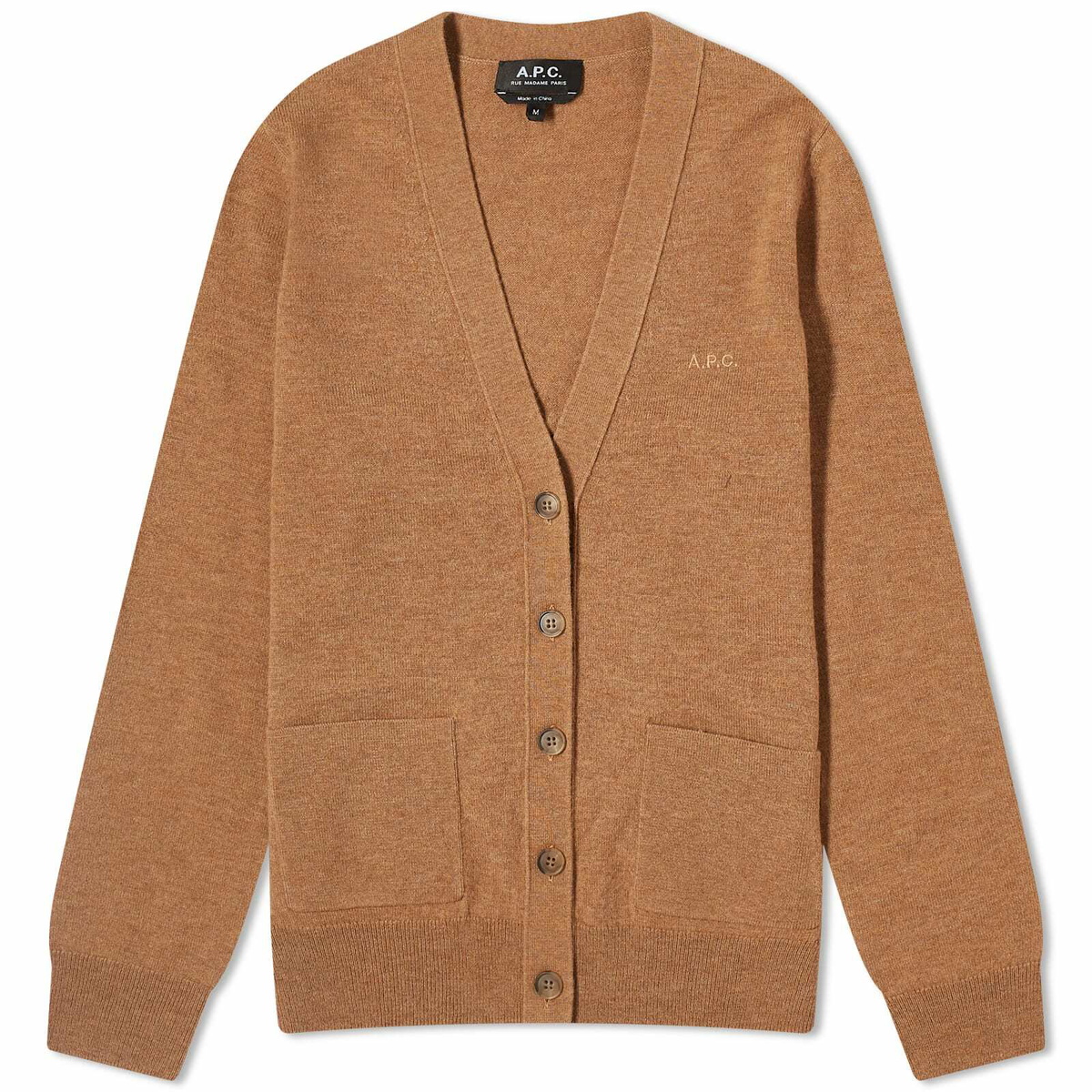 A.P.C. Women's Louisa Logo Knitted Cardigan in Heathered Beige A.P.C.