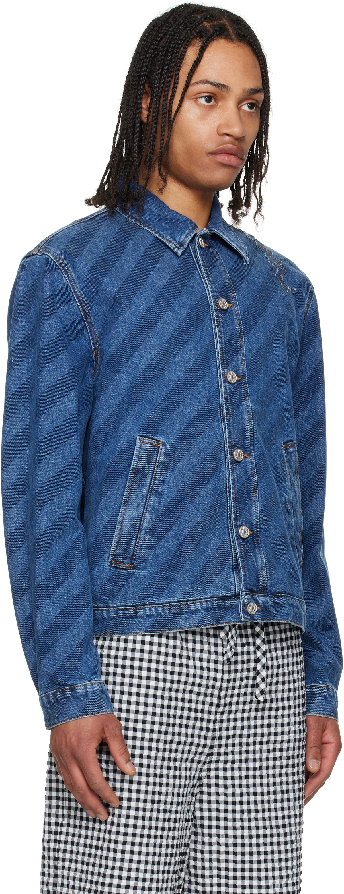 Marni Blue Striped Denim Jacket Marni