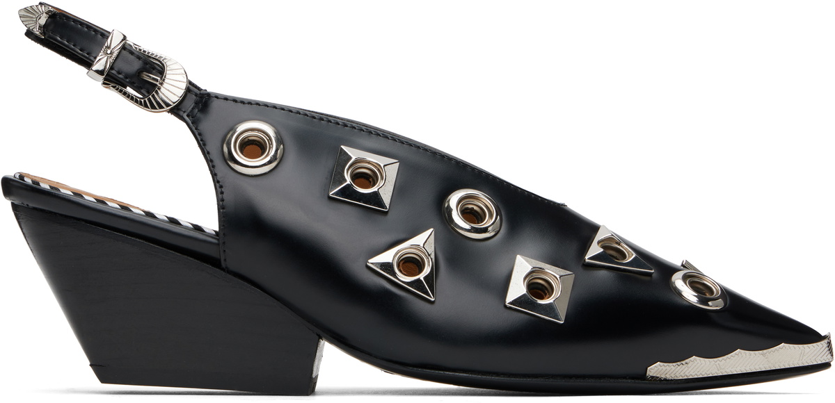 Toga Pulla Black Polido Pointed Heels Toga Pulla