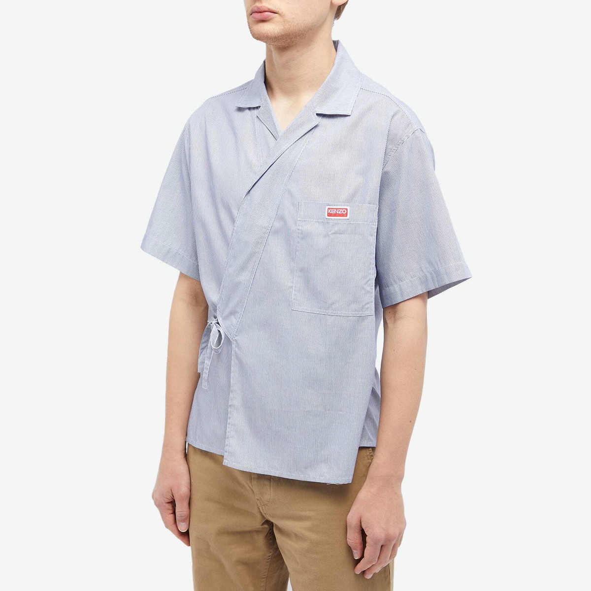 Kenzo Paris Men's Kenzo Stripe Kimono Shirt in Midnight Blue Kenzo