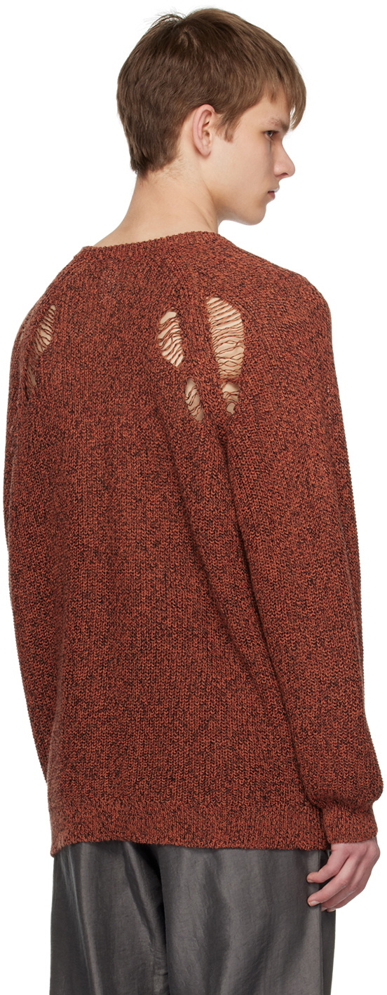 Vein Orange Distressed Sweater VEIN