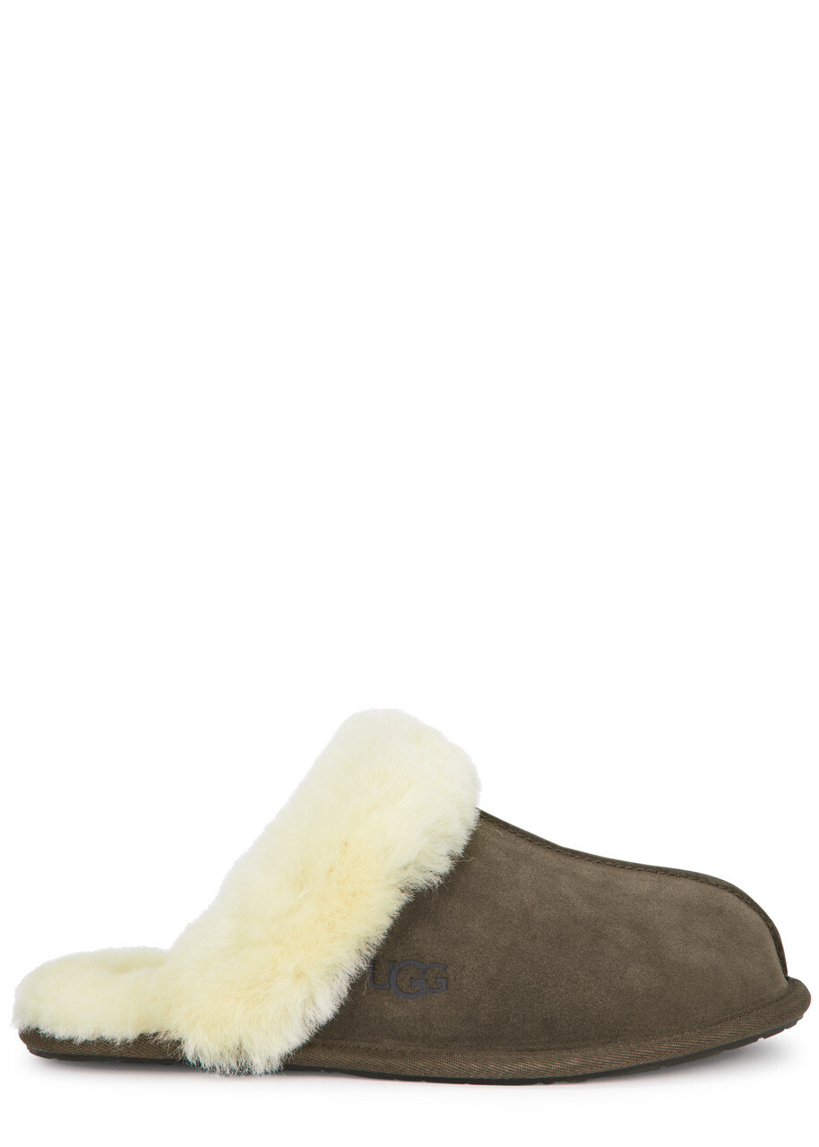 Ugg Scuffette II Suede Slippers , Slippers, Designer Stamp Brown Ugg