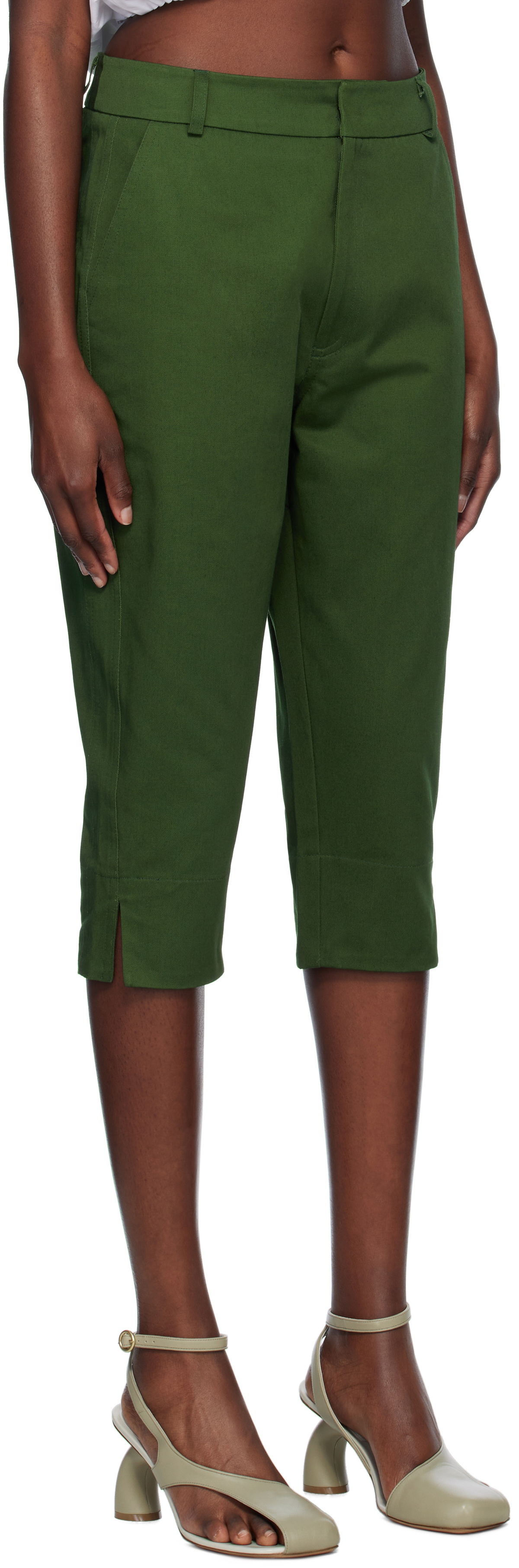 Renaissance Renaissance Green Sami Cropped Gabardine Trousers ...