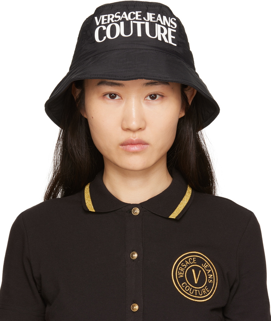 Versace Jeans Couture Black Logo Bucket Hat Versace