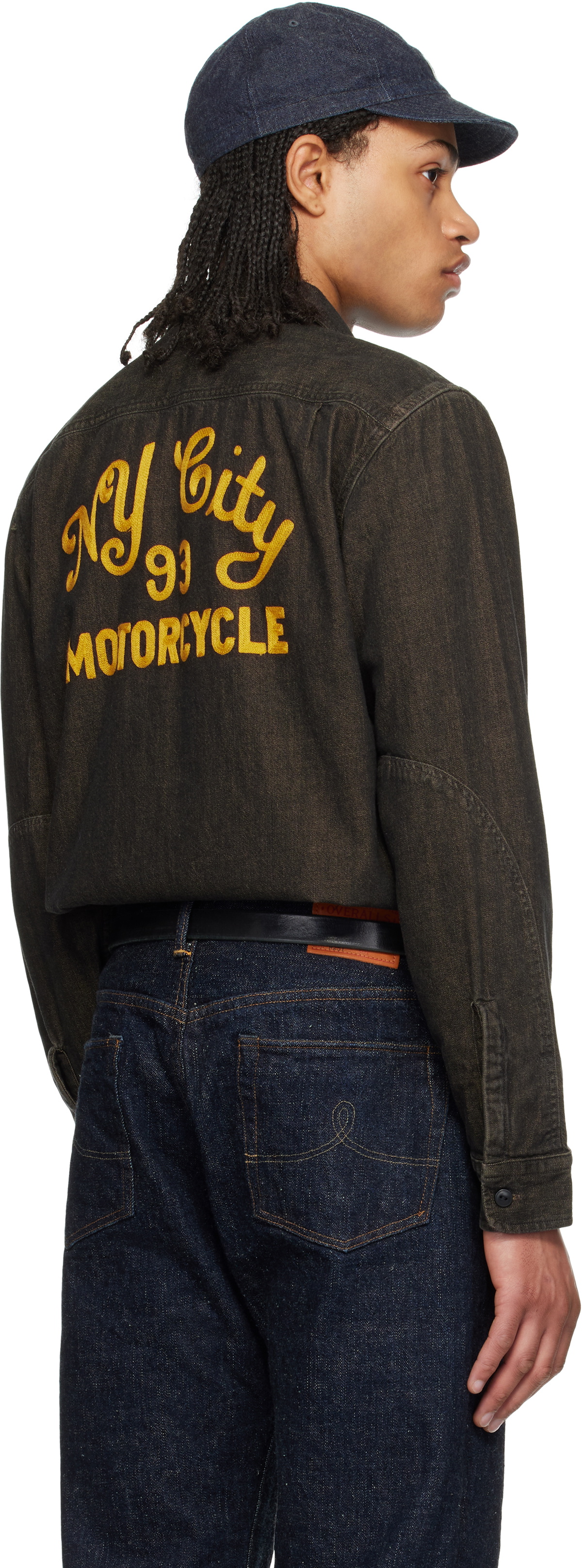 RRL Black Embroidered Work Denim Shirt RRL