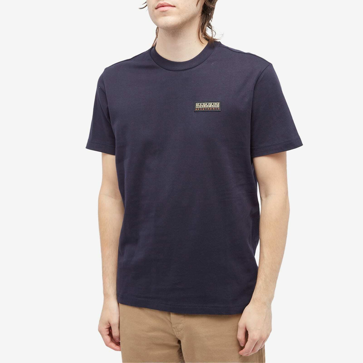 Napapijri Men's Iaato Patch Logo T-Shirt in Blue Marine Napapijri