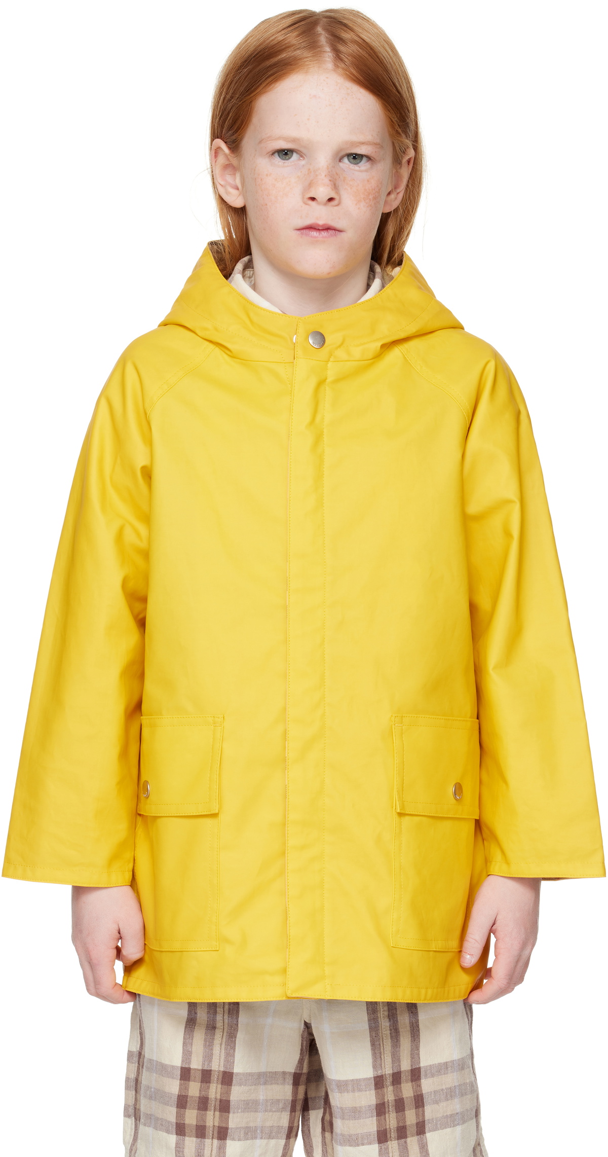 Burberry Kids Yellow Check Cotton Reversible Jacket Burberry
