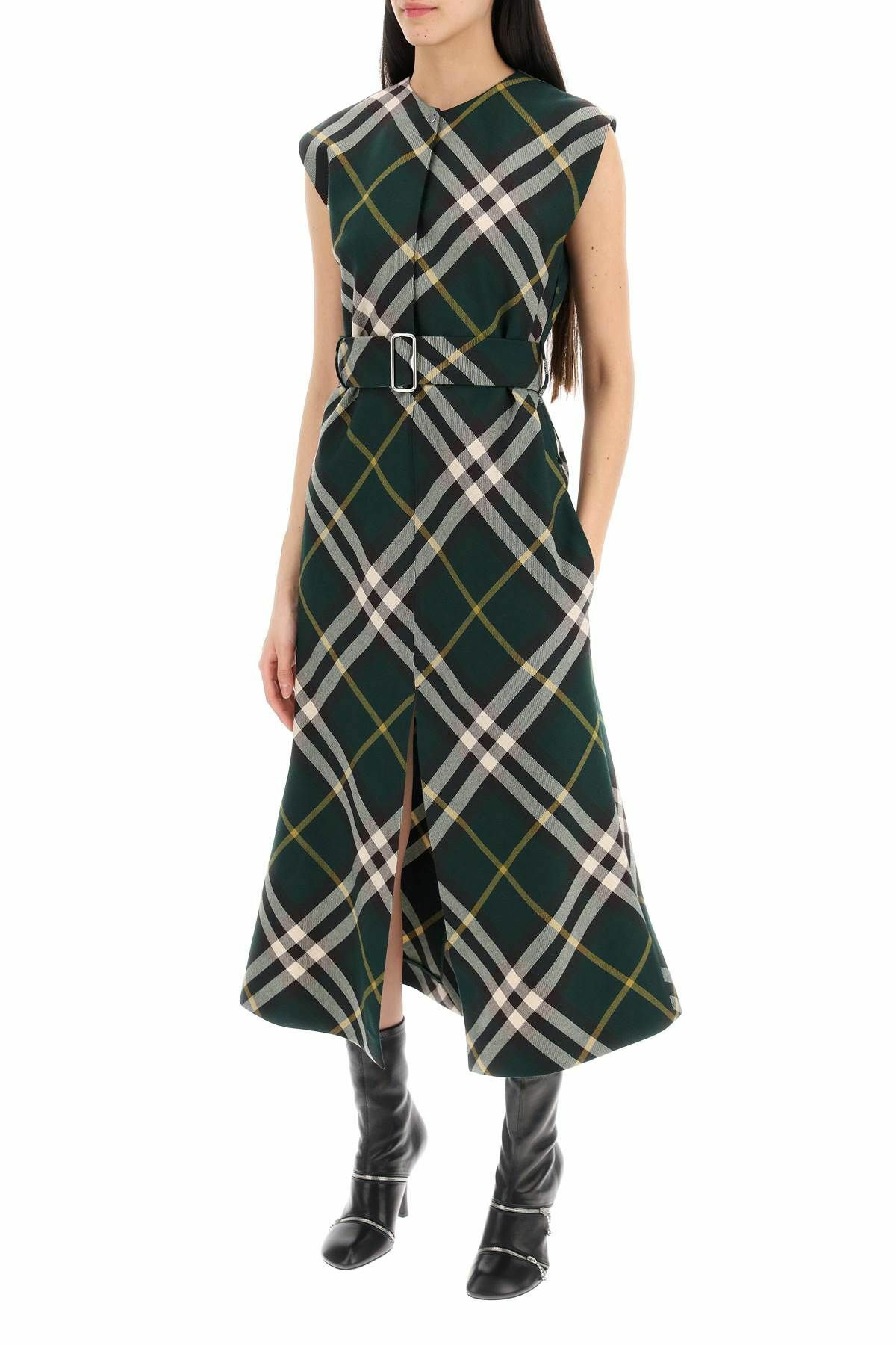 BURBERRY ered wool midi dress Green Burberry