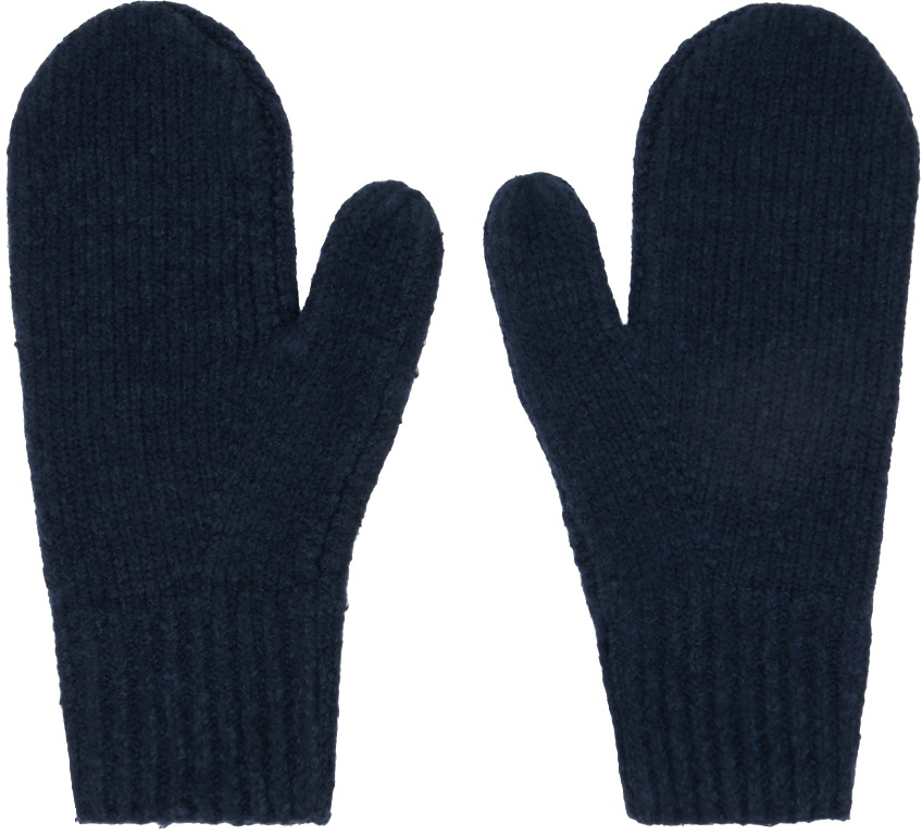 Acne Studios Navy Soft Mittens Acne Studios