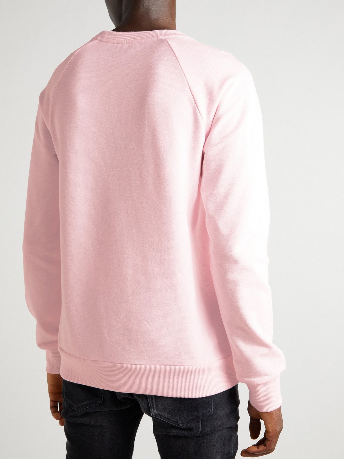 Balmain - Logo-Print Cotton-Jersey Sweatshirt - Pink Balmain