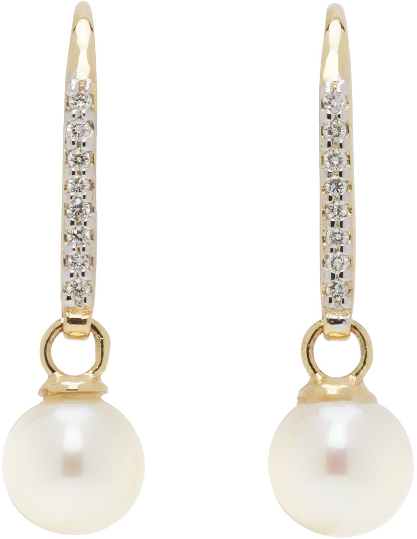 Mateo Gold Single Pearl Drop Earrings Mateo