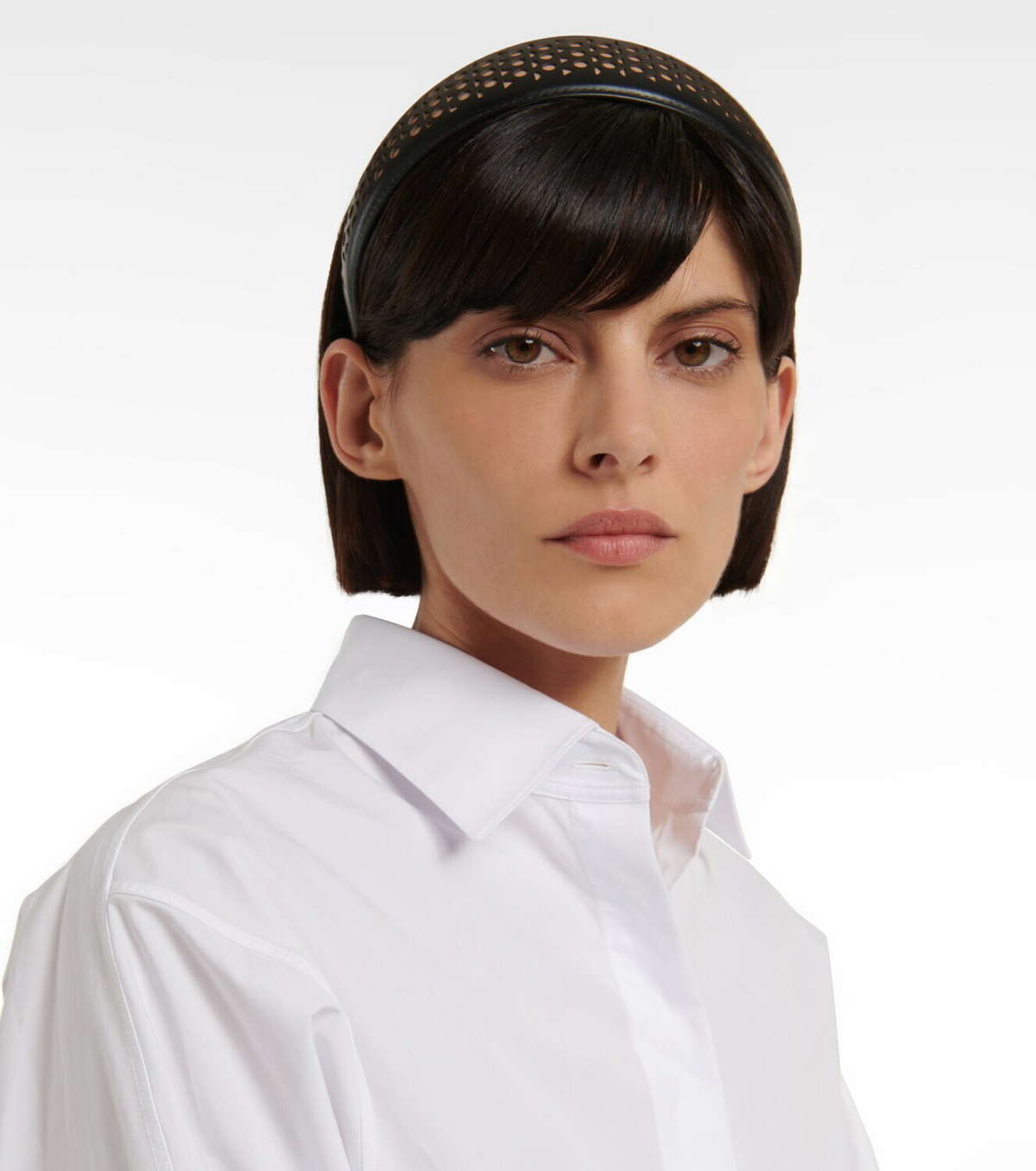 Alaïa Vienne laser-cut leather headband ALAÏA