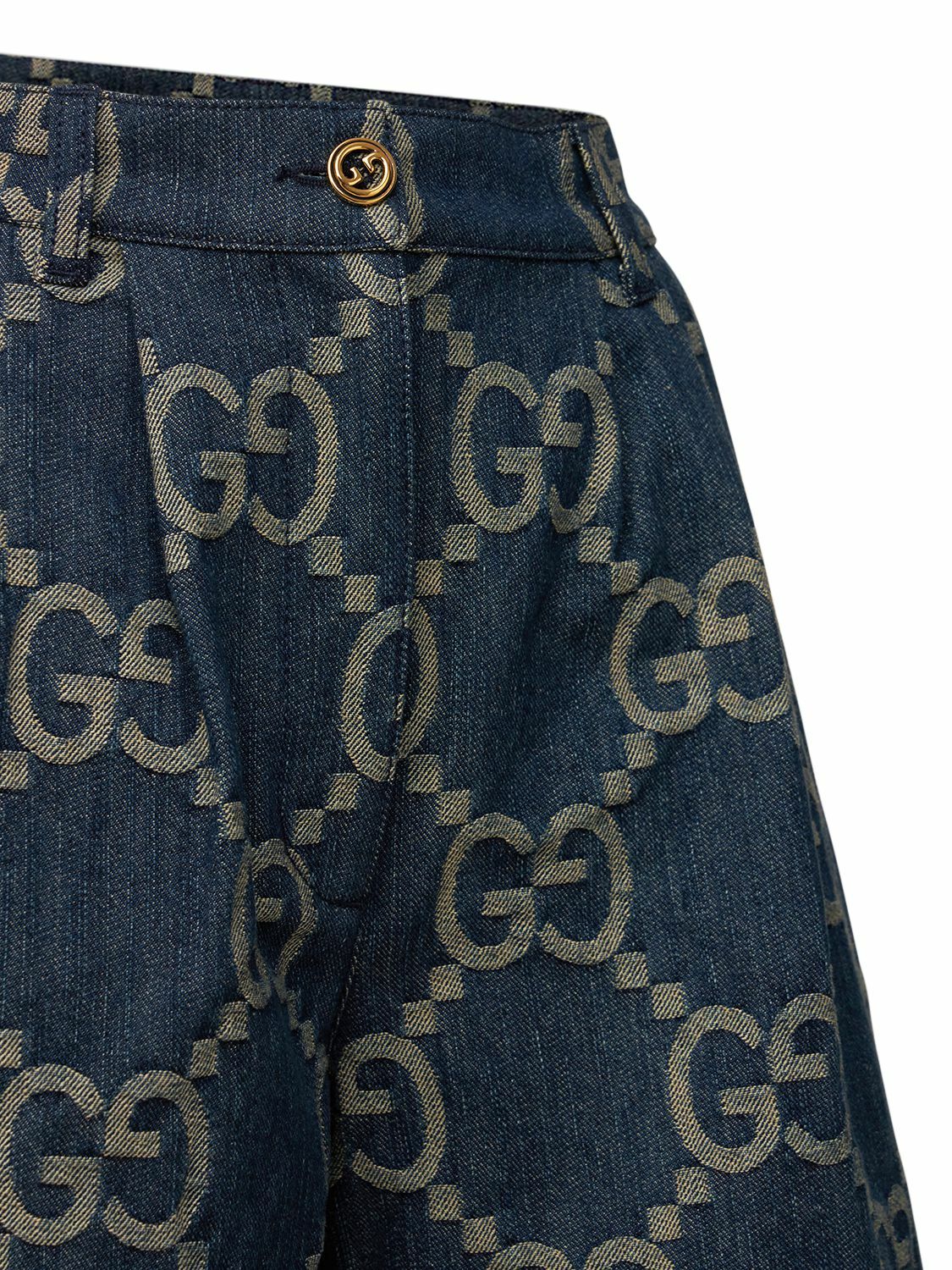GUCCI - Jumbo Gg Cotton Denim Shorts Gucci
