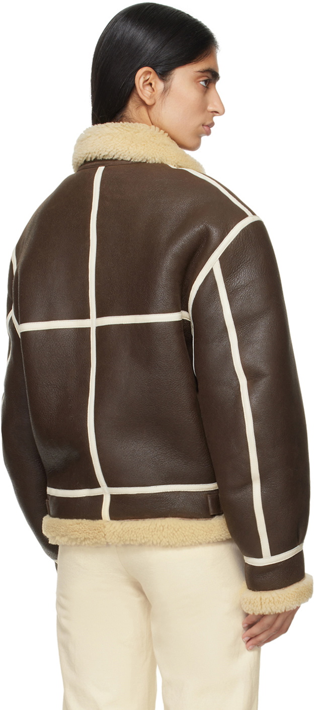 Bode Brown Aviator Shearling Jacket Bode