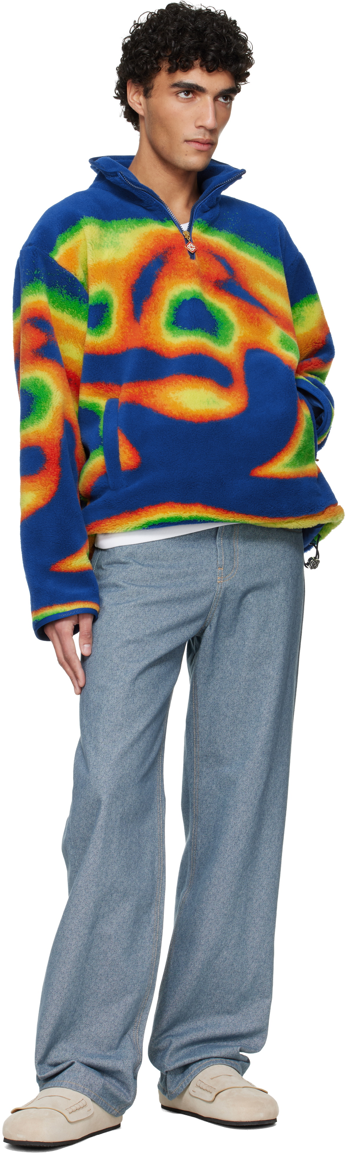 Casablanca Blue 1/4 Zip Fleece Jacket Casablanca