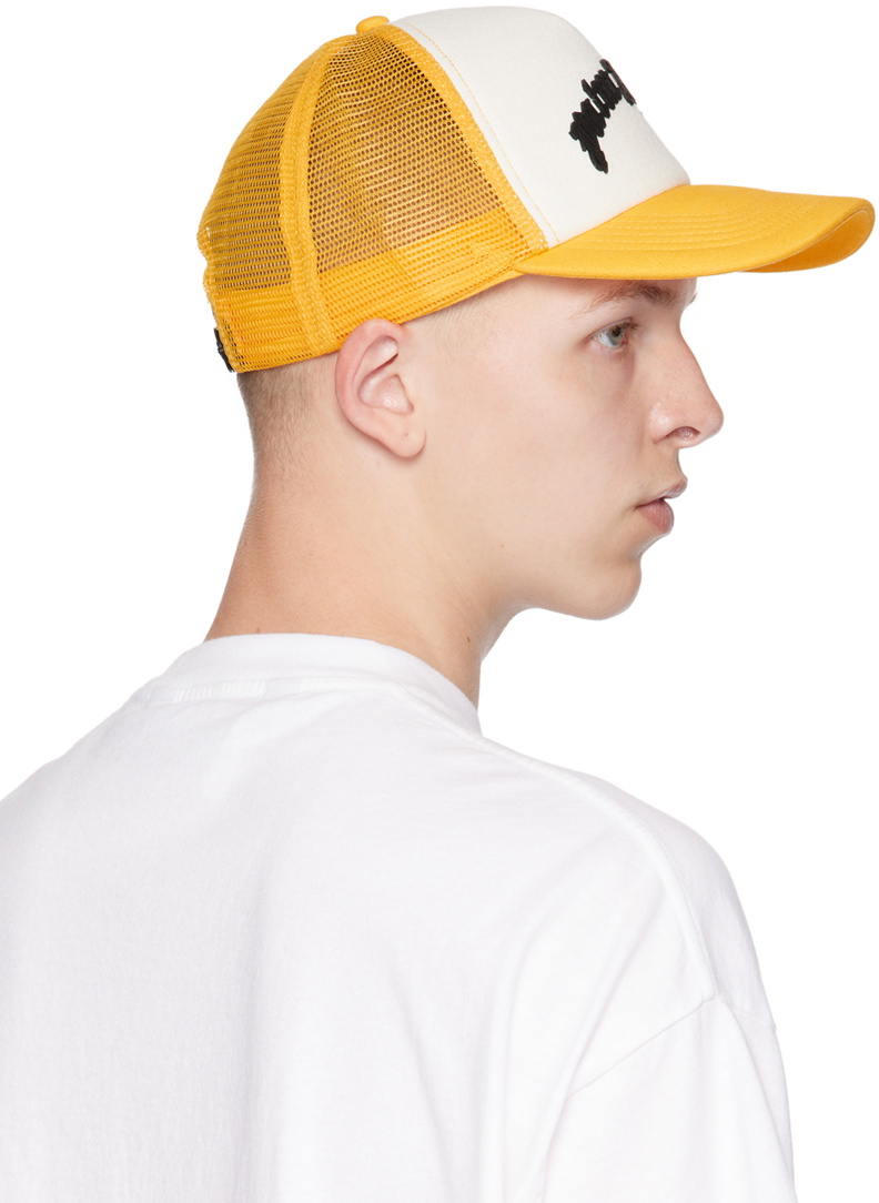 Palm Angels White & Yellow Paneled Cap Palm Angels