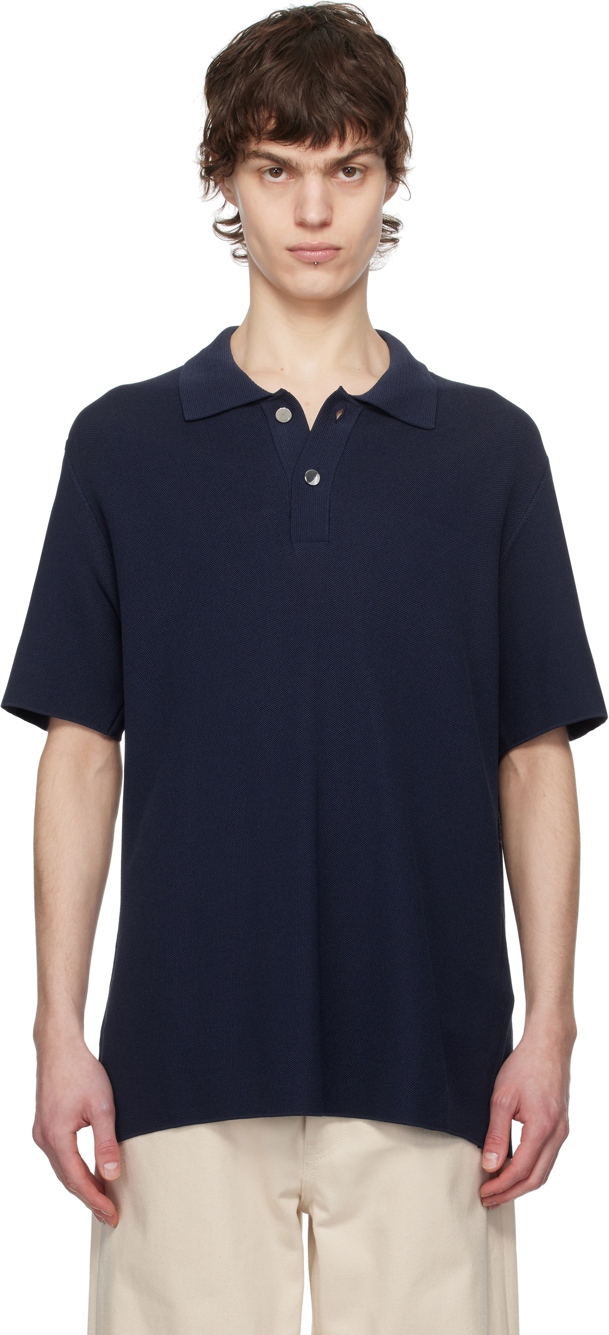 JACQUEMUS Navy La Croisière 'The knit' Polo Jacquemus