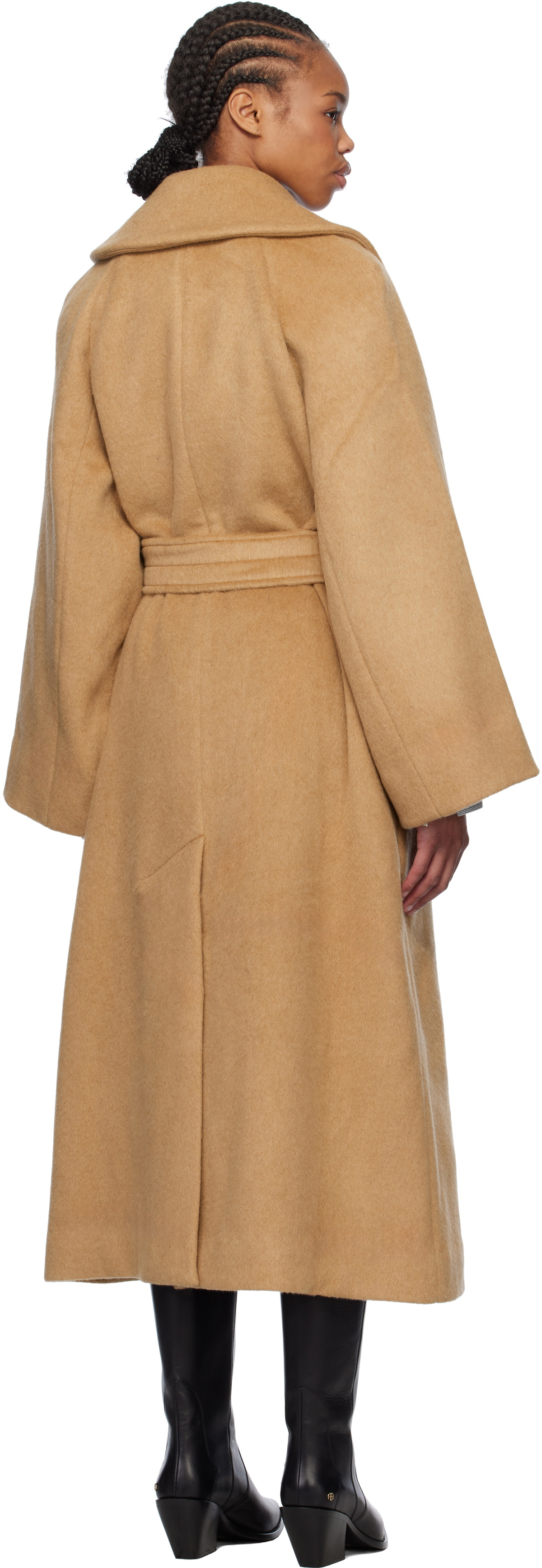 GANNI Tan Wool-Blend Coat GANNI