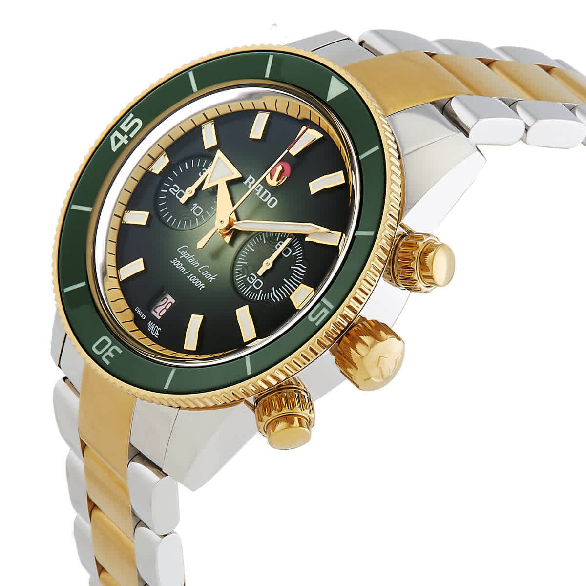 Rado Captain Cook Chronograph Automatic Green Dial Mens Watch R32151318 ...
