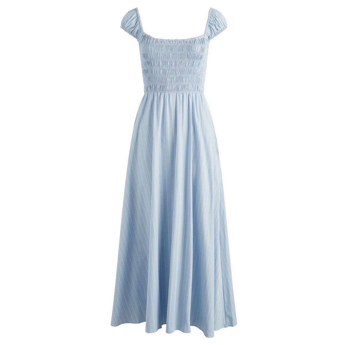 Faithfull The Brand Women's Amalie Midi Dress in Blue Pin Stripe ...