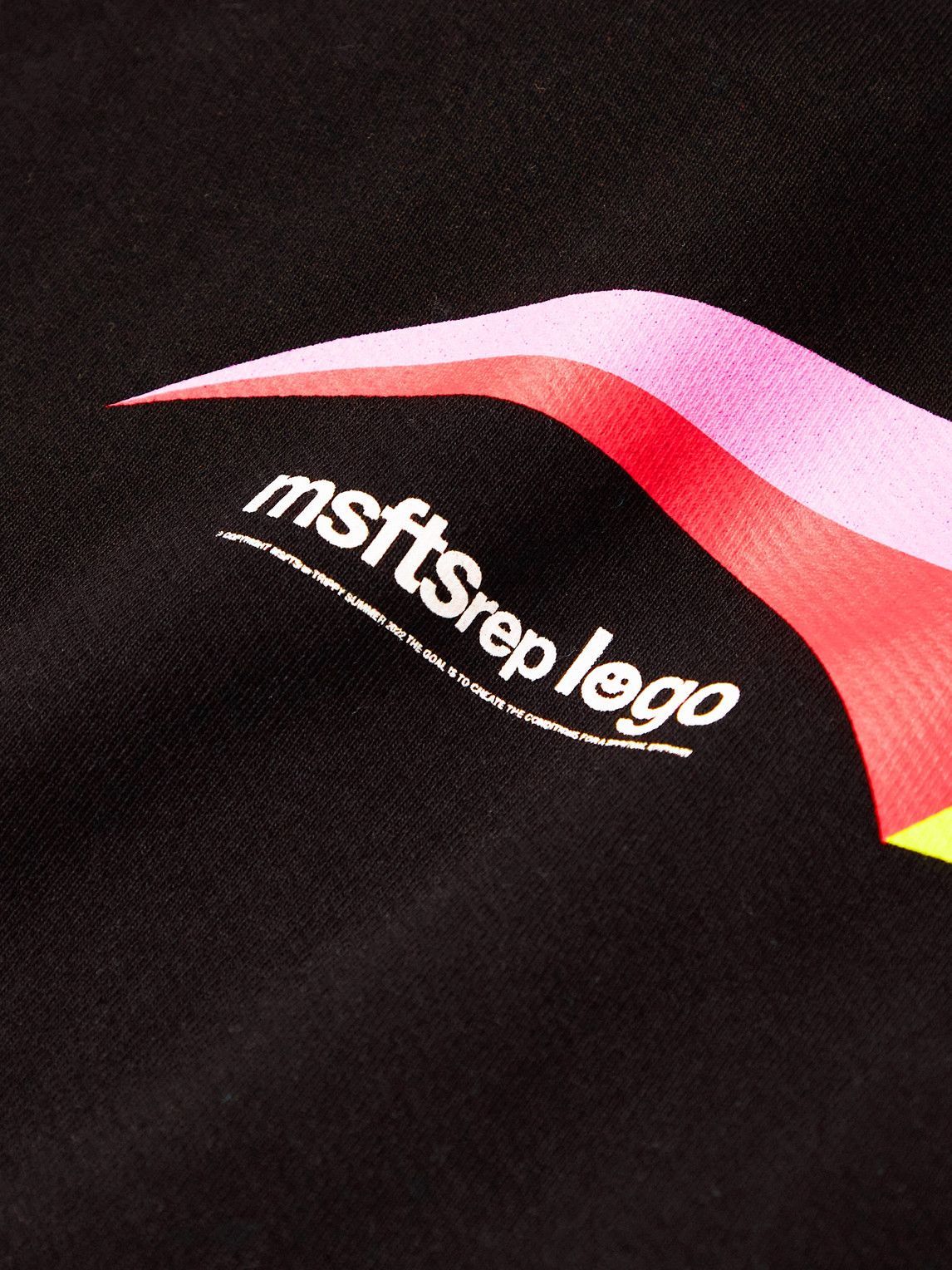 MSFTSrep - Printed Cotton-Jersey Hoodie - Black MSFTSrep