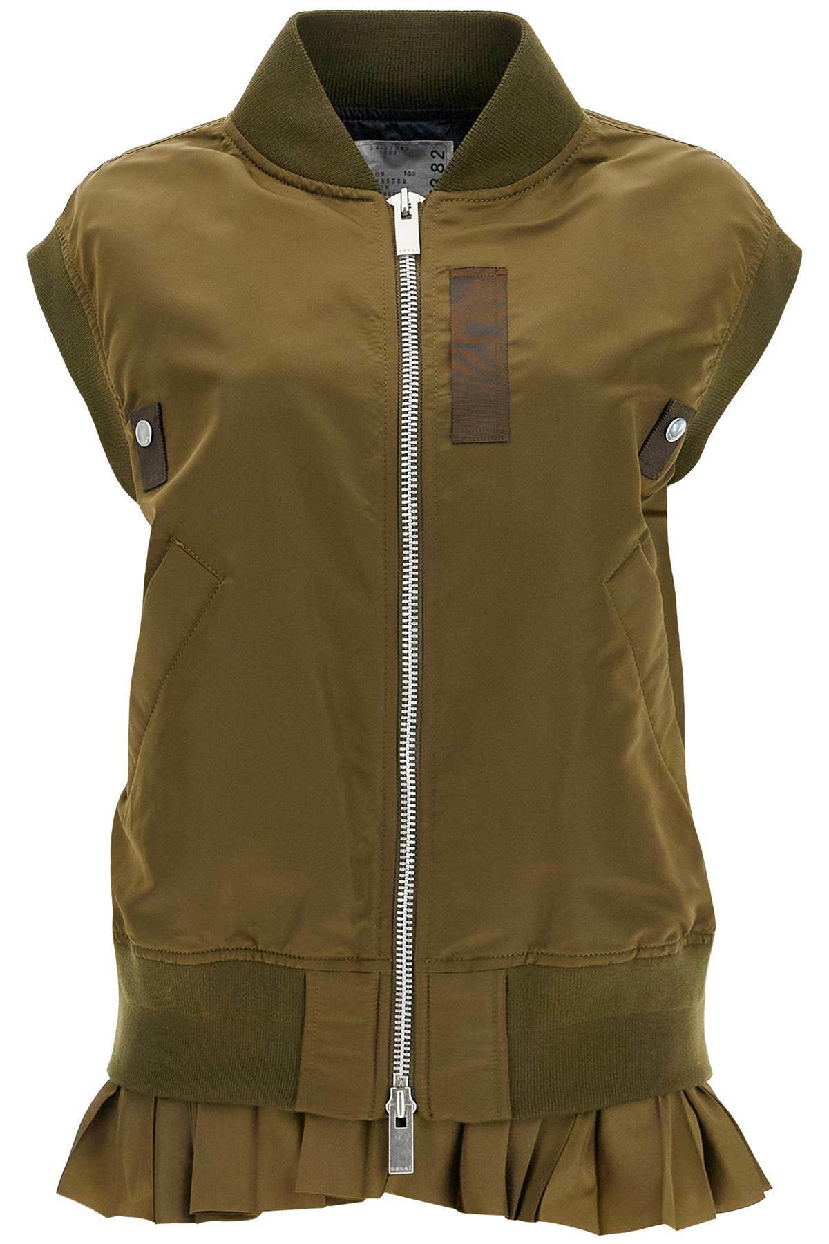 SACAI layered nylon vest for outdoor Khaki Sacai