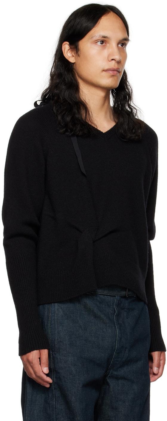 Marina Yee SSENSE Exclusive Black Cropped Origami Sweater Marina Yee