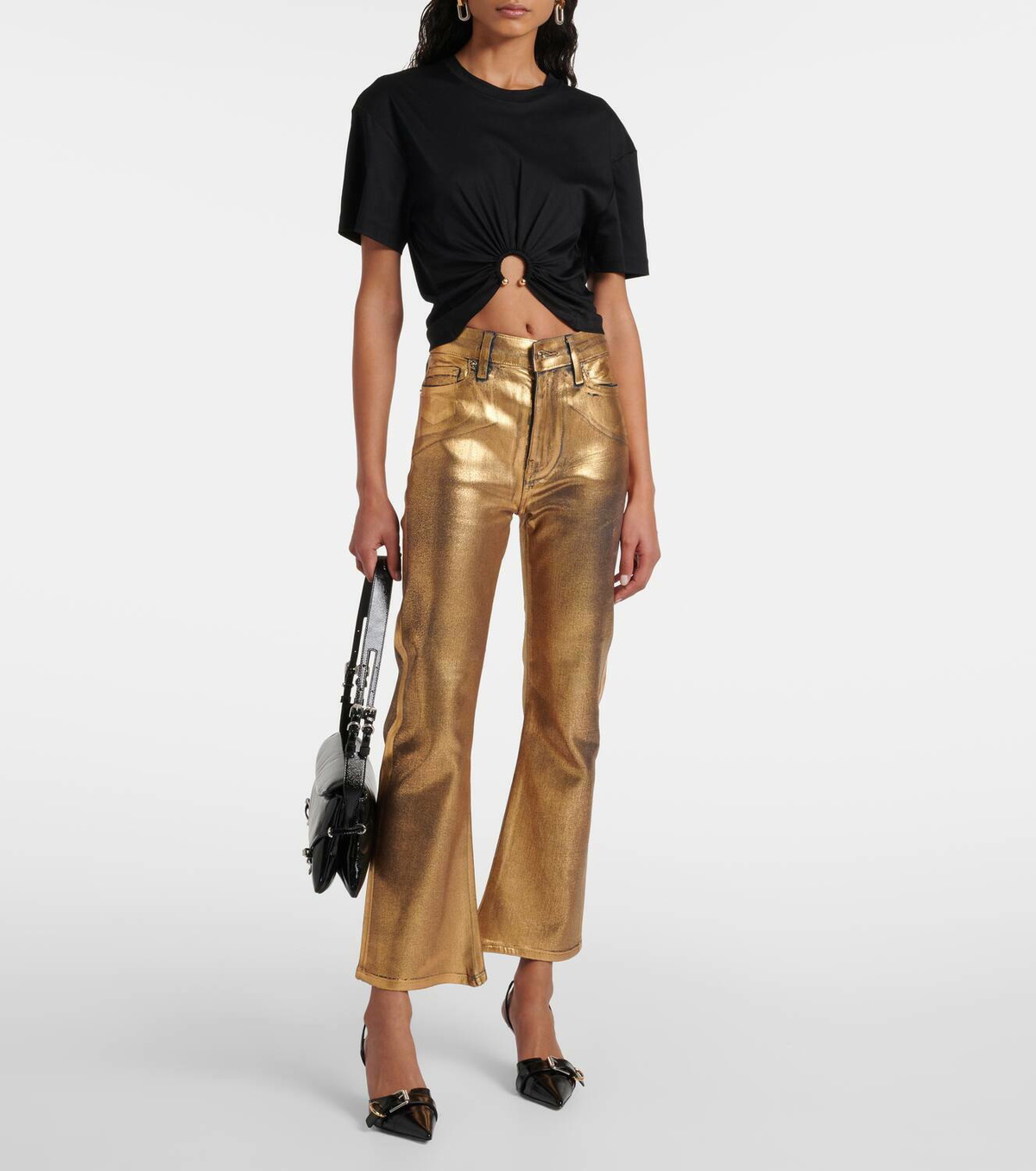 Frame Le Crop Mini metallic bootcut jeans Frame Denim