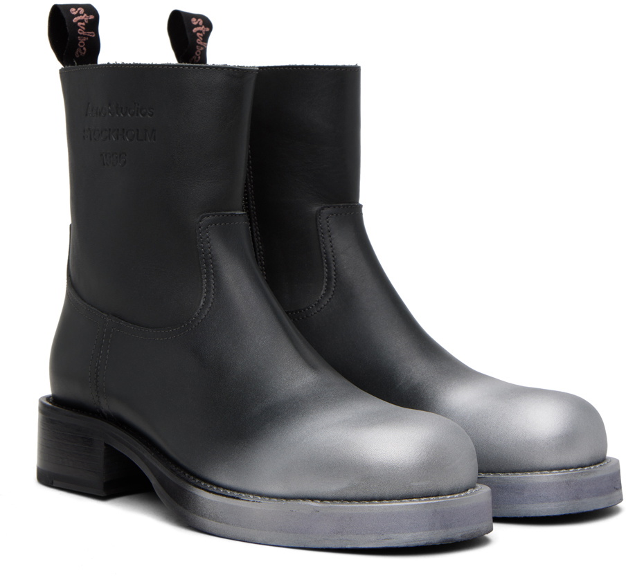 Acne Studios Gray Sprayed Leather Boots Acne Studios
