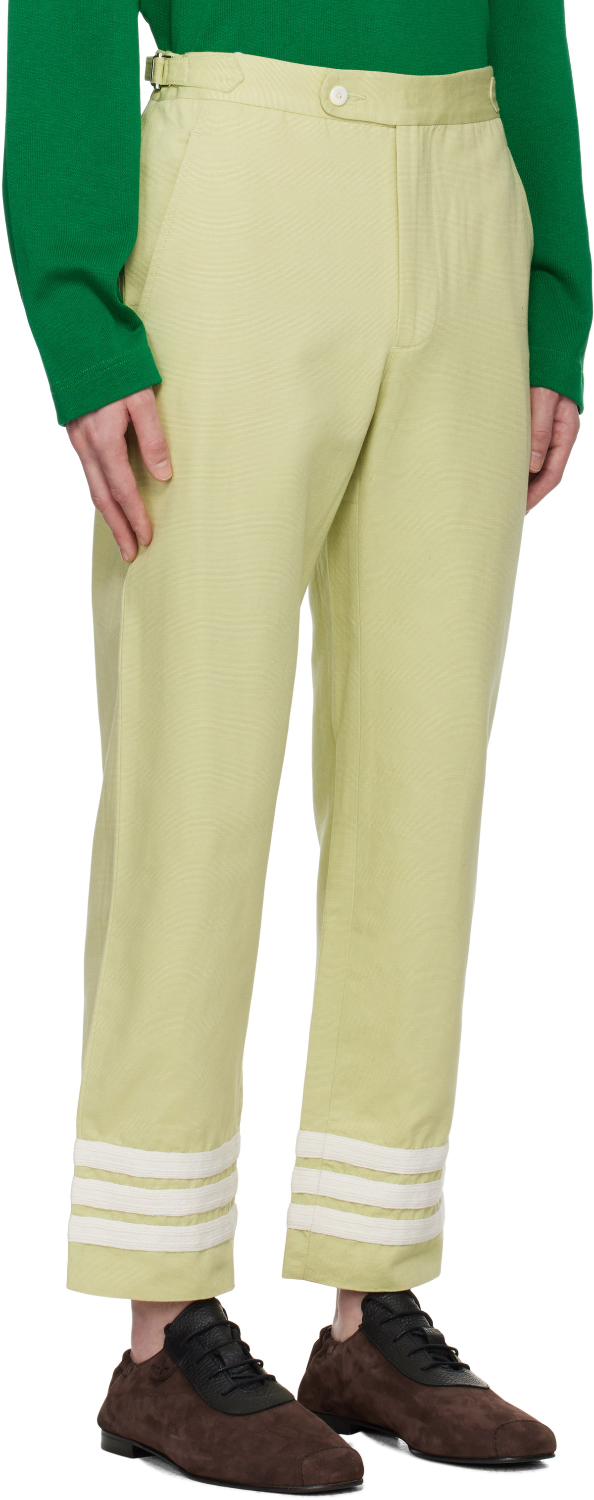 Bode Green Tri-Stripe Trousers Bode