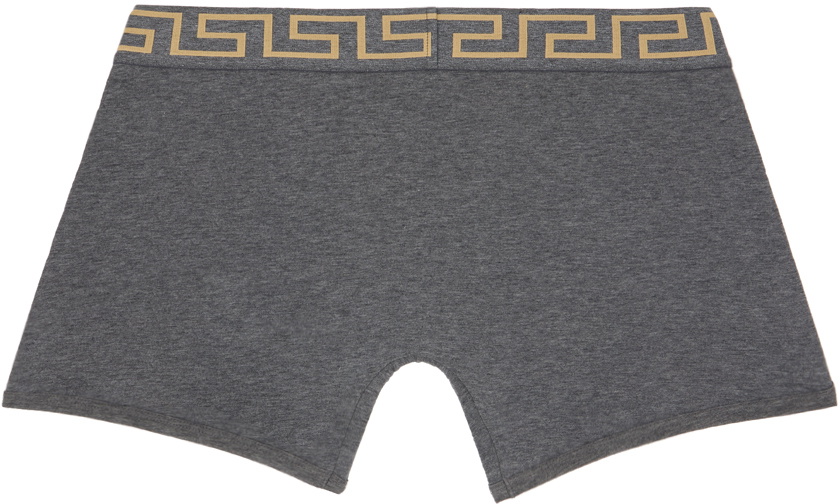 Versace Underwear Grey Greca Border Long Boxers Versace Underwear
