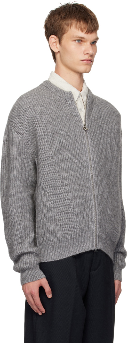 Solid Homme Gray Zip-Up Sweater Solid Homme