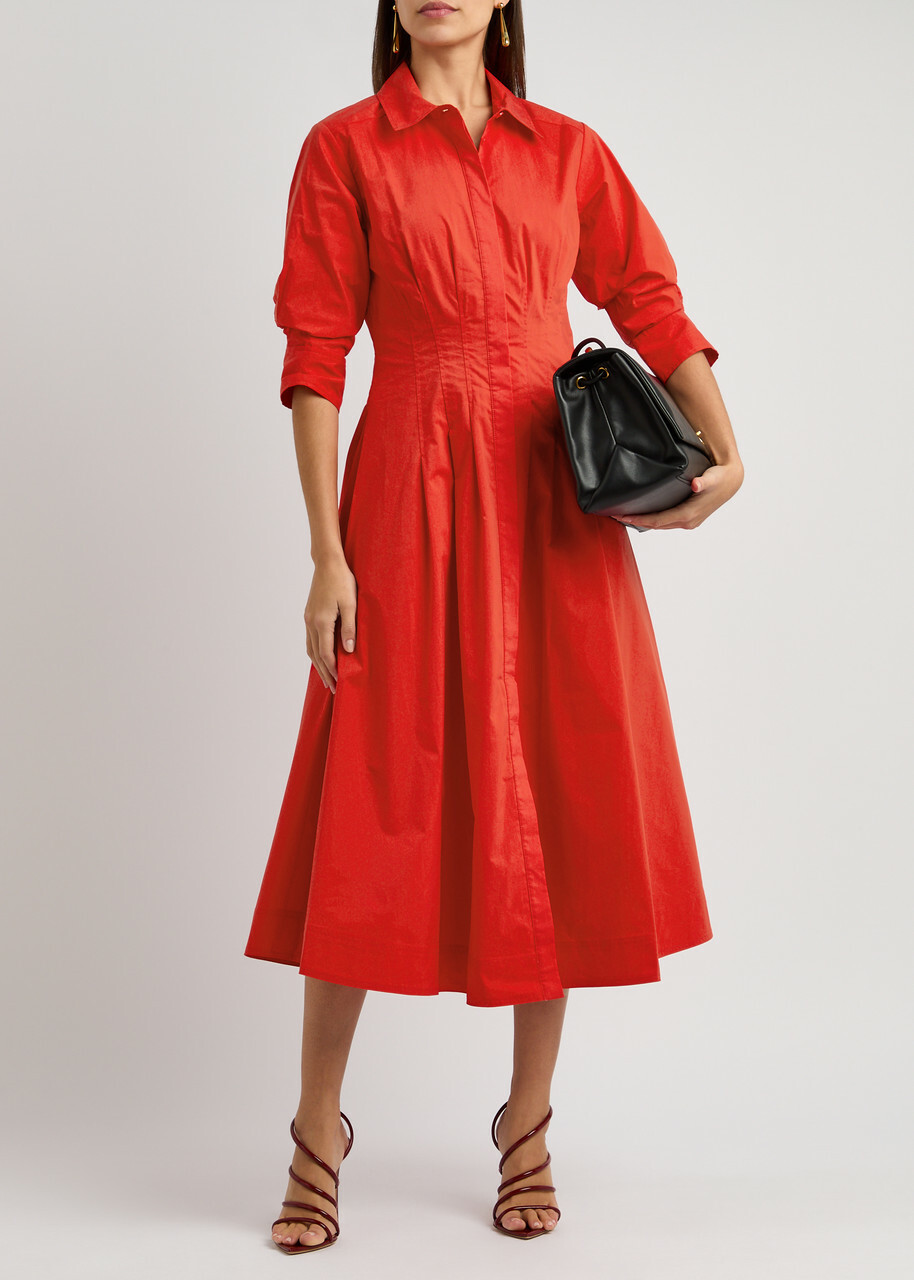 Jonathan Simkhai Jazz Cotton-blend Poplin Midi Shirt Dress Red Simkhai