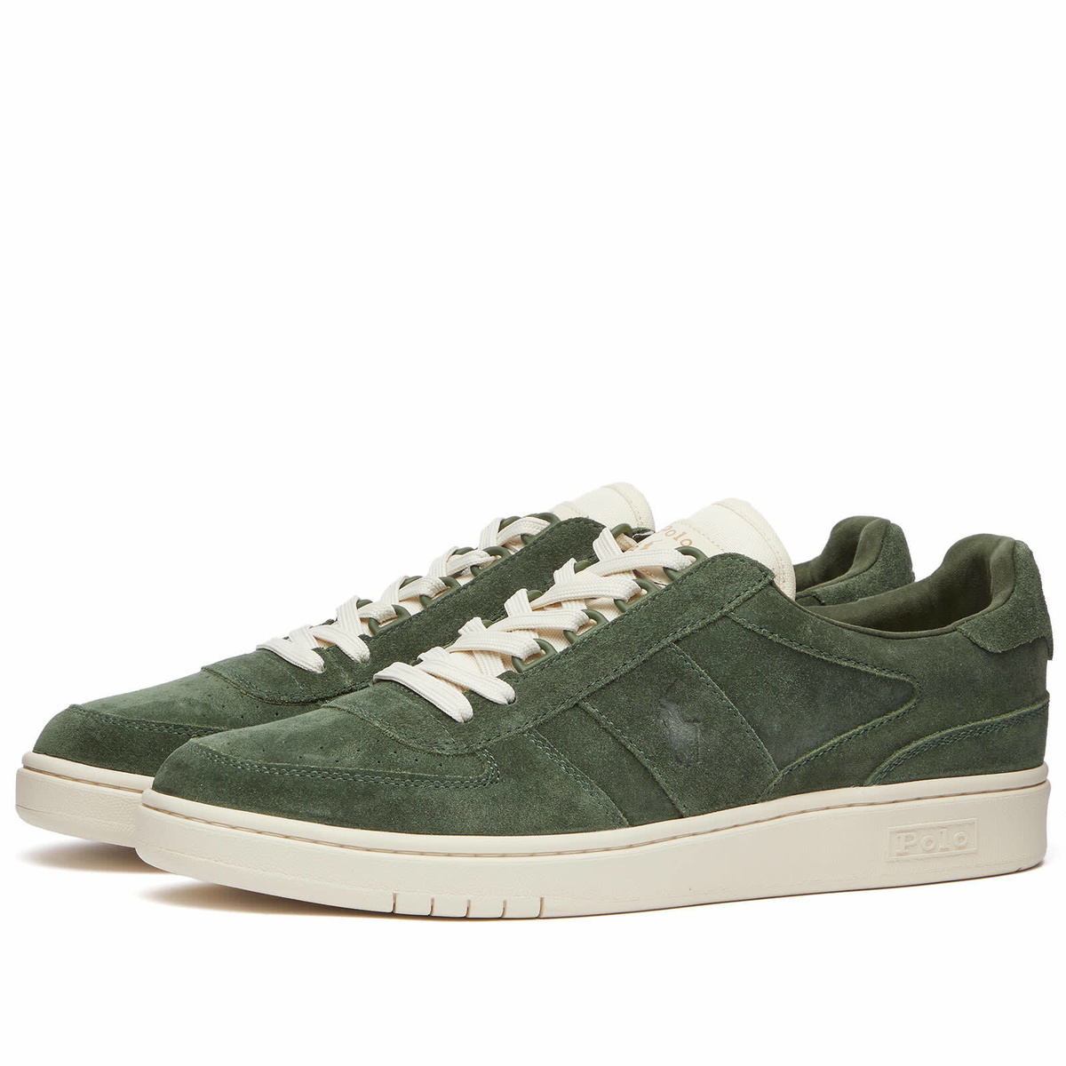 Polo Ralph Lauren Men's Suede Polo Court Sneakers in Army Polo Ralph Lauren