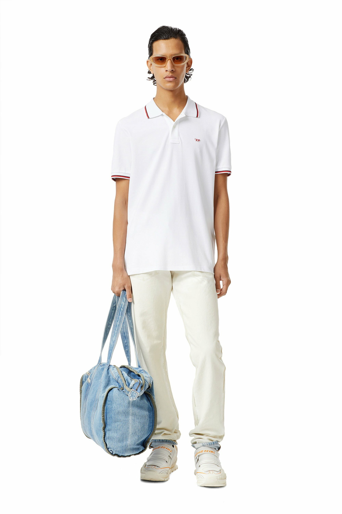 Diesel Polo shirt with D logo - Polos Mens in White Diesel