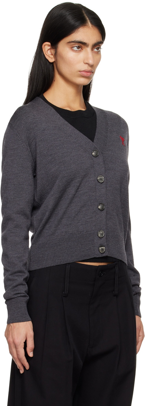 AMI Paris Gray Ami de Cœur Cardigan AMI